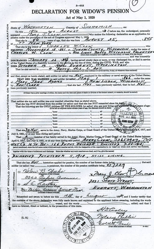 Charles Clow - Civil War Veterans Buried In Washington State