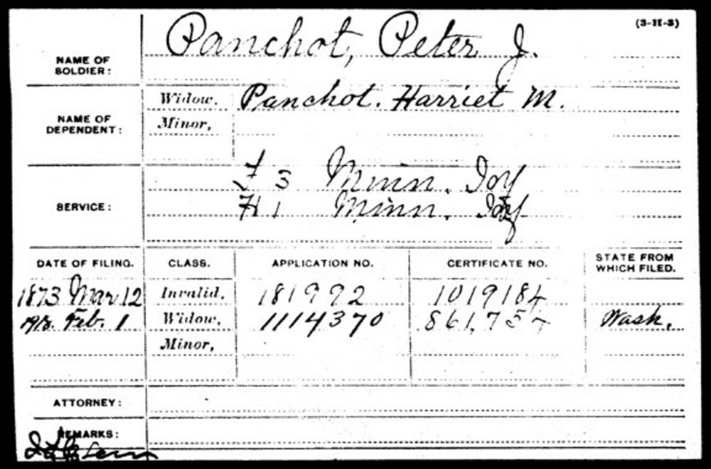 Peter Panchot - Civil War Veterans Buried In Washington State
